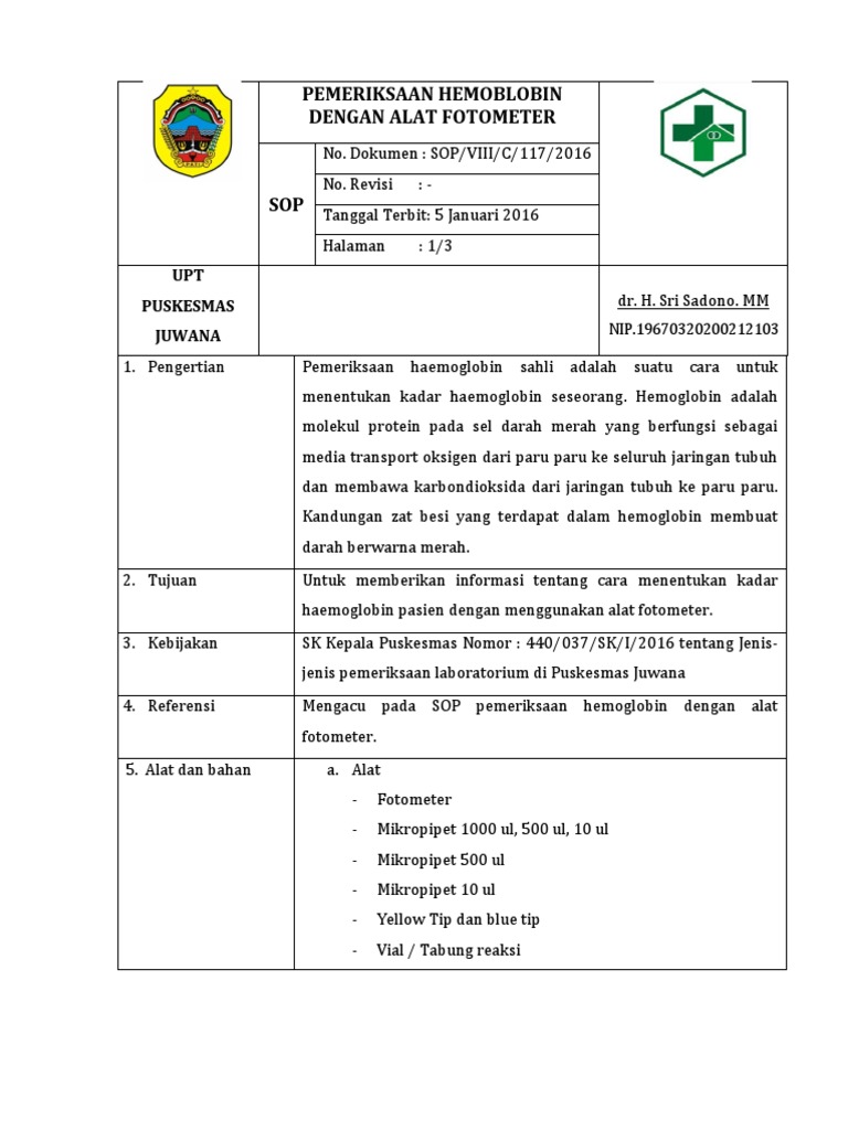 8.1.1.a Spo PEMERIKSAAN HAEMOGLOBIN SAHLI | PDF