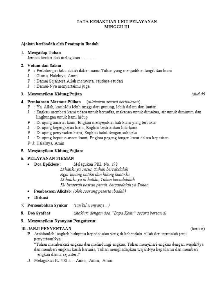 Liturgi Unit Minggu III | PDF