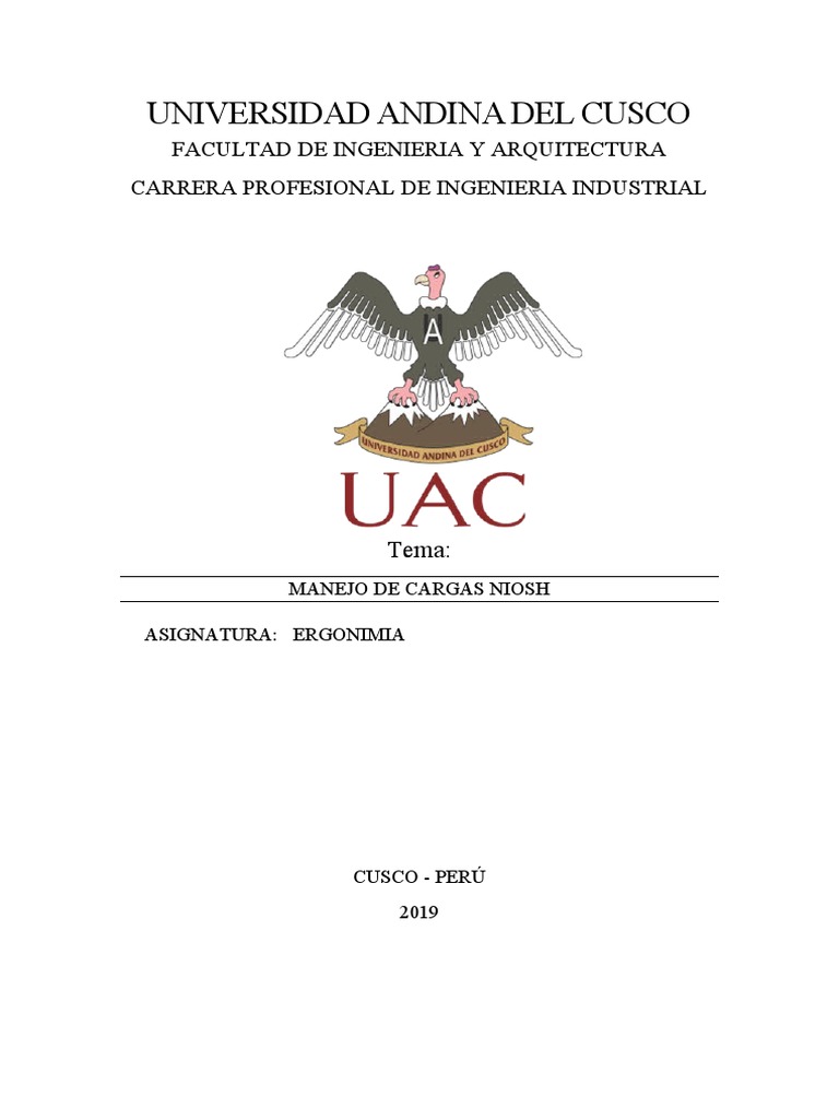Ecuacion de Niosh | PDF | Factores humanos y ergonomía | Ecuaciones