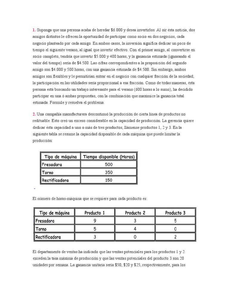 Ejercicios de PL | PDF | Programación lineal | Economias