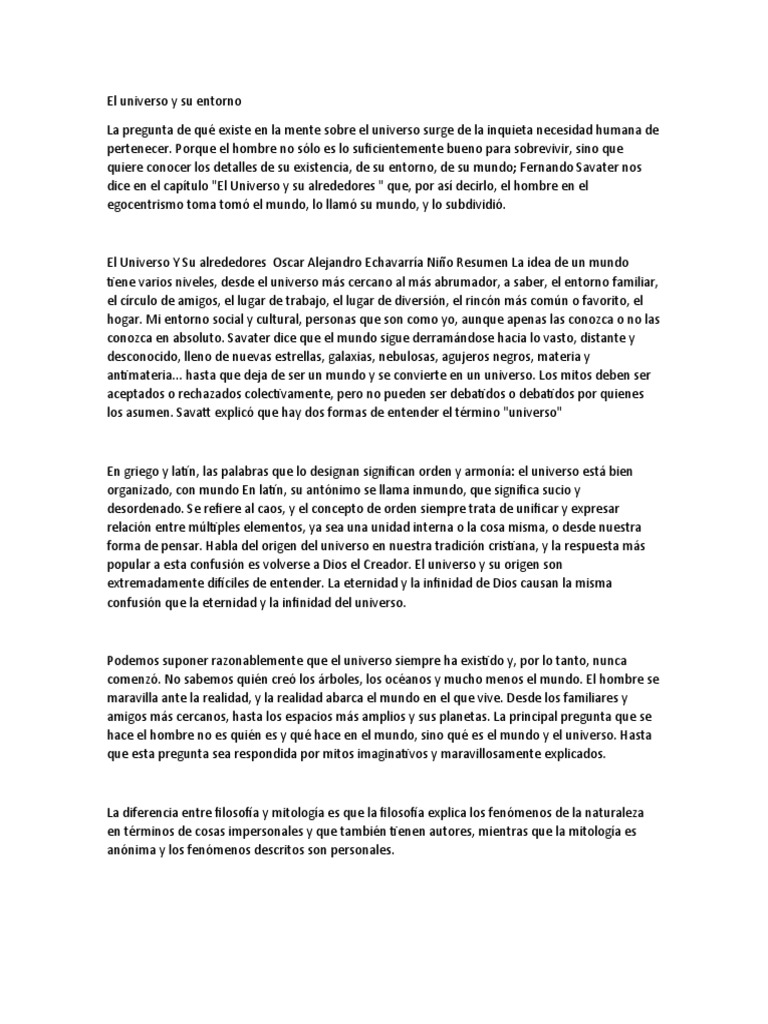 El universo y su creador según Savater | PDF | Universo | Realidad