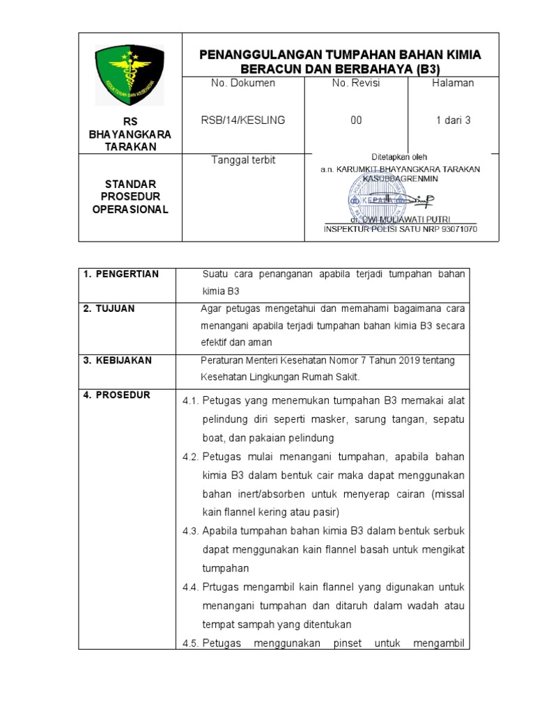 Penanganan Tumpahan B3 di Rumah Sakit | PDF