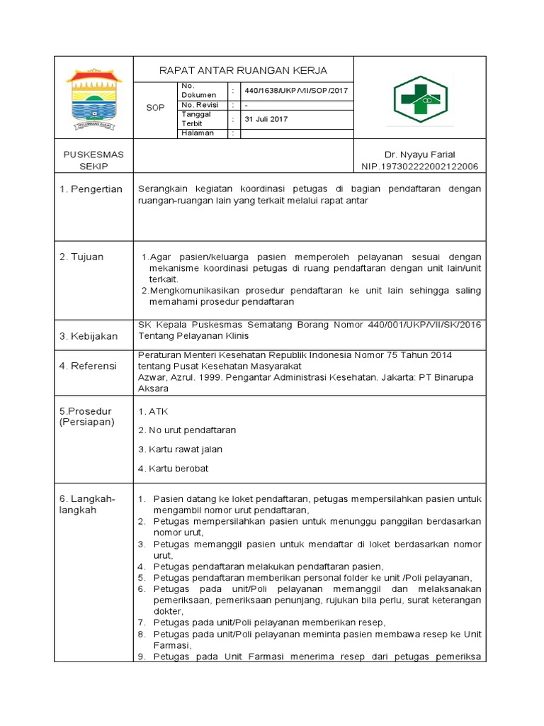 7.1.3.7 Sop Rapat Antar Ruangan Kerja | PDF