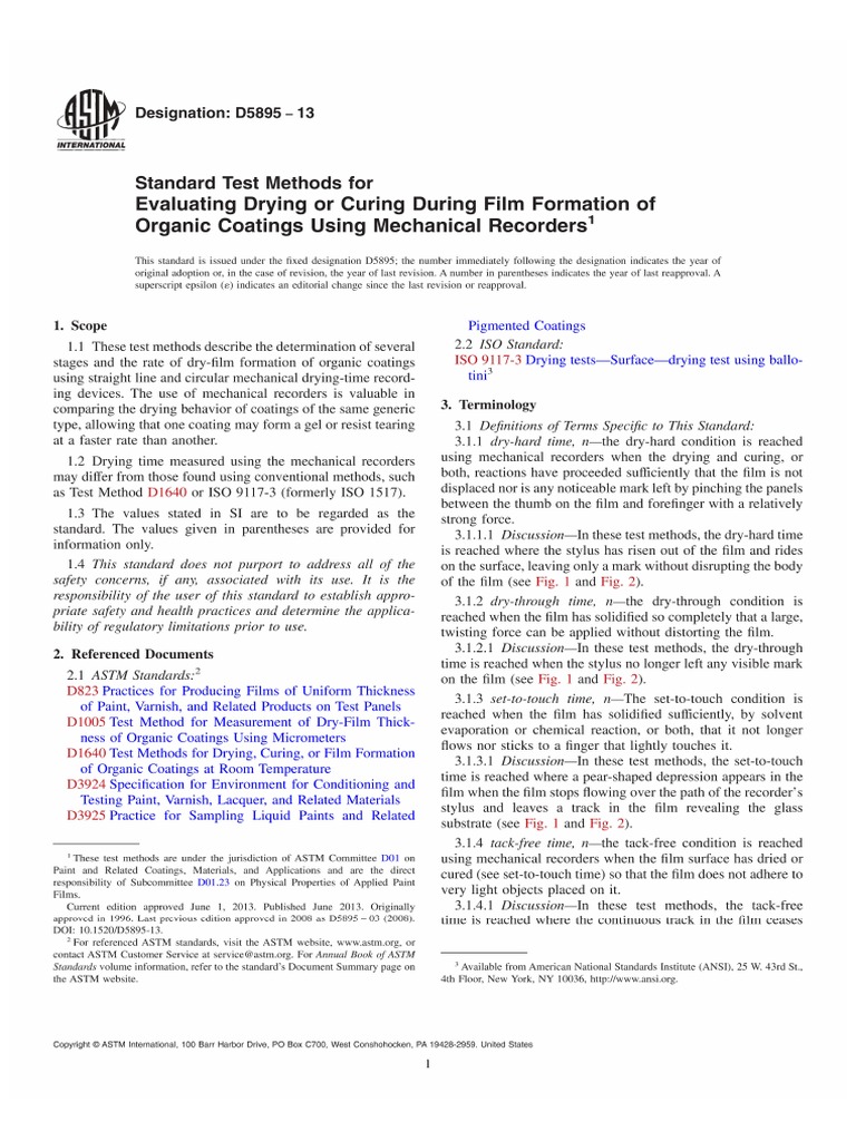 ASTM D5895 - Standard Test Methods For Evaluating Drying or Curing ...