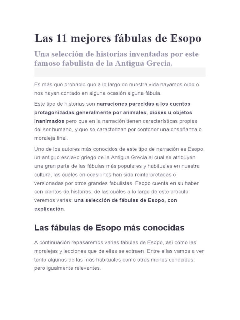 Las 11 Mejores Fábulas De Esopo Pdf Fábula Murciélago