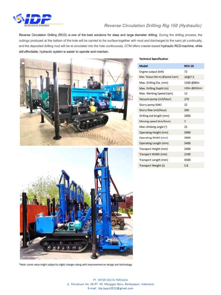 Rig Bor Reverse Sirkulasi RCD 150 | PDF