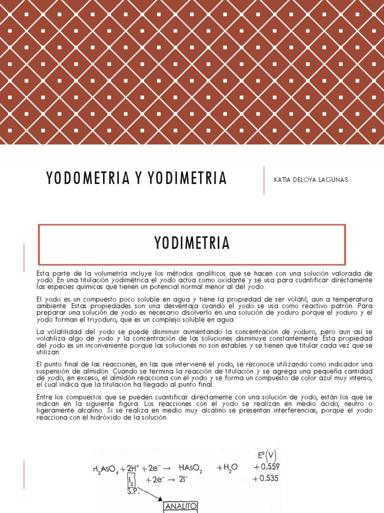 Yodometria y Yodimetria Final | PDF | Valoración | Química