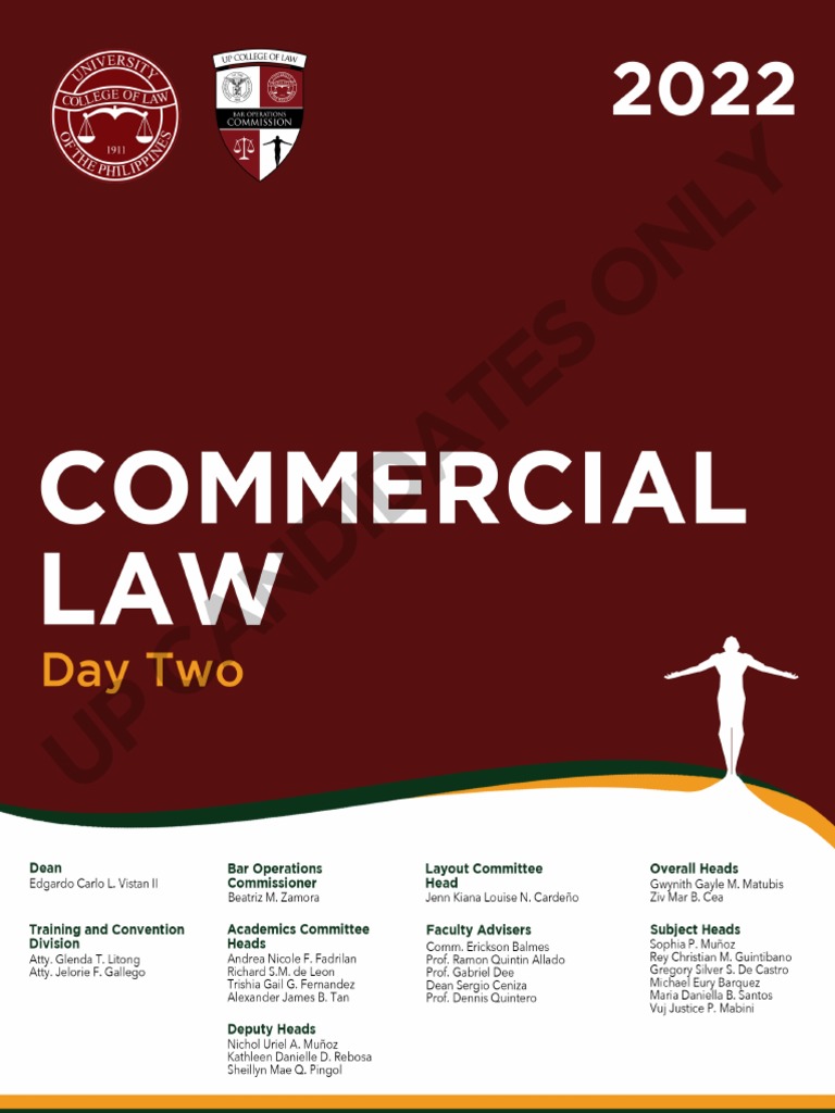 UP Law BOC 2022 Commercial Law | PDF | Patent | Trademark