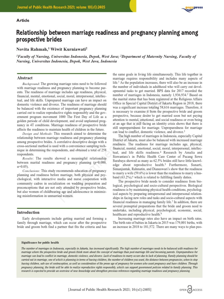 Relationship Between Marriage | PDF | Marriage | Pregnancy