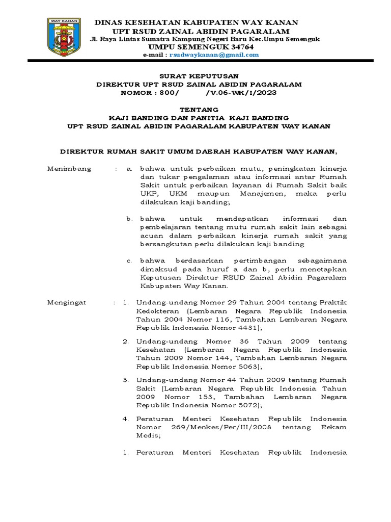 Keputusan Kaji Banding RSUD Way Kanan | PDF