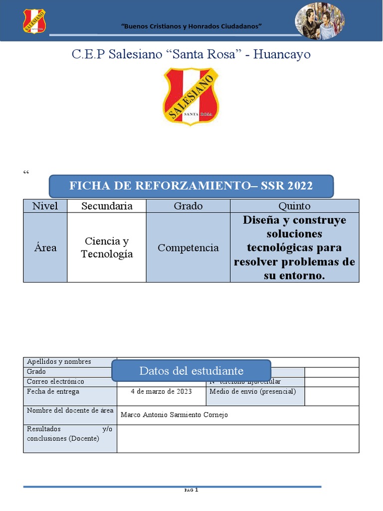Sarmiento c3 Ficha de Reforzamiento Cyt | PDF | Residuos