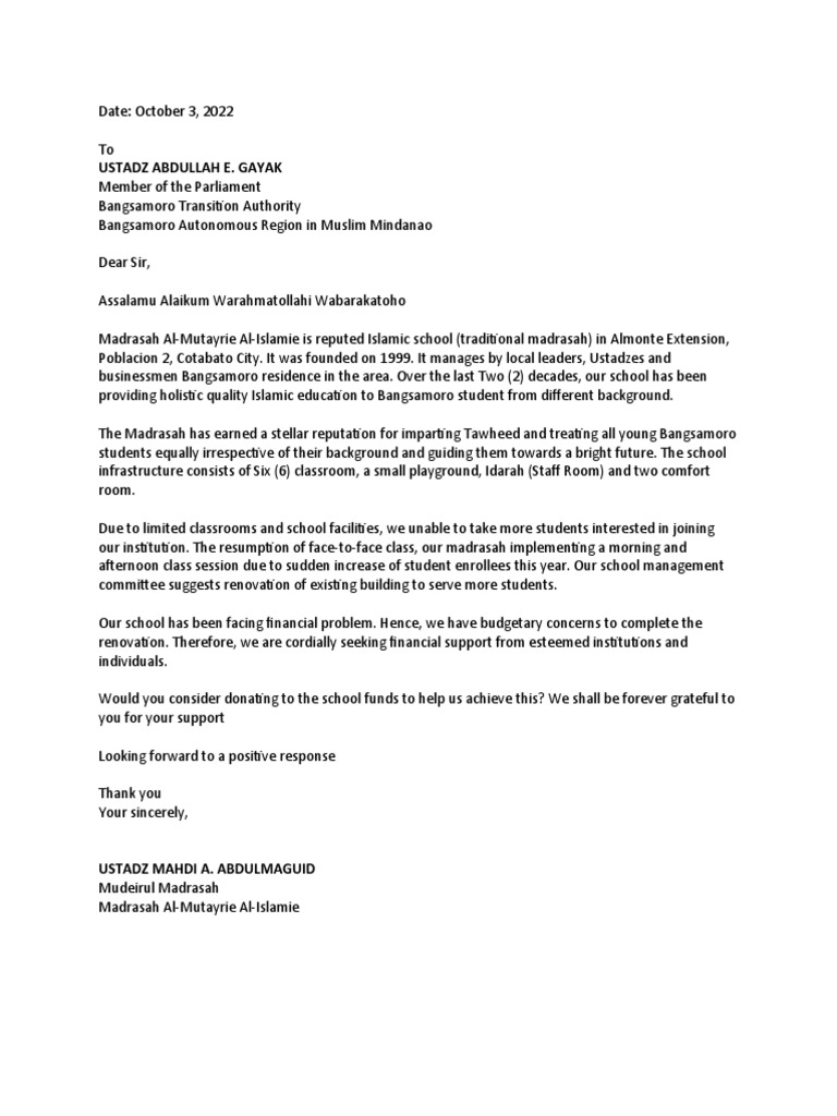 Letter of Request of Renovation | PDF Letter of Request of Renovation | PDF