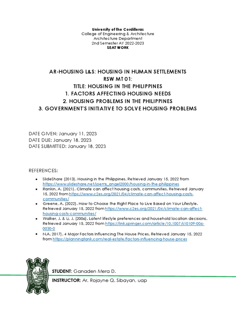 RSW MT 01 Ar Housing | PDF | Housing | Mortgage Loan