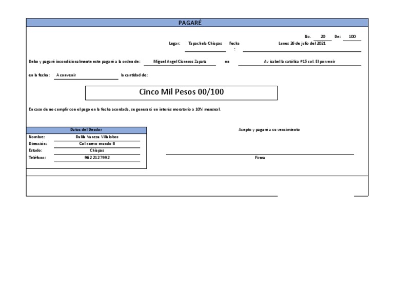 Pagaré Formato Word | PDF