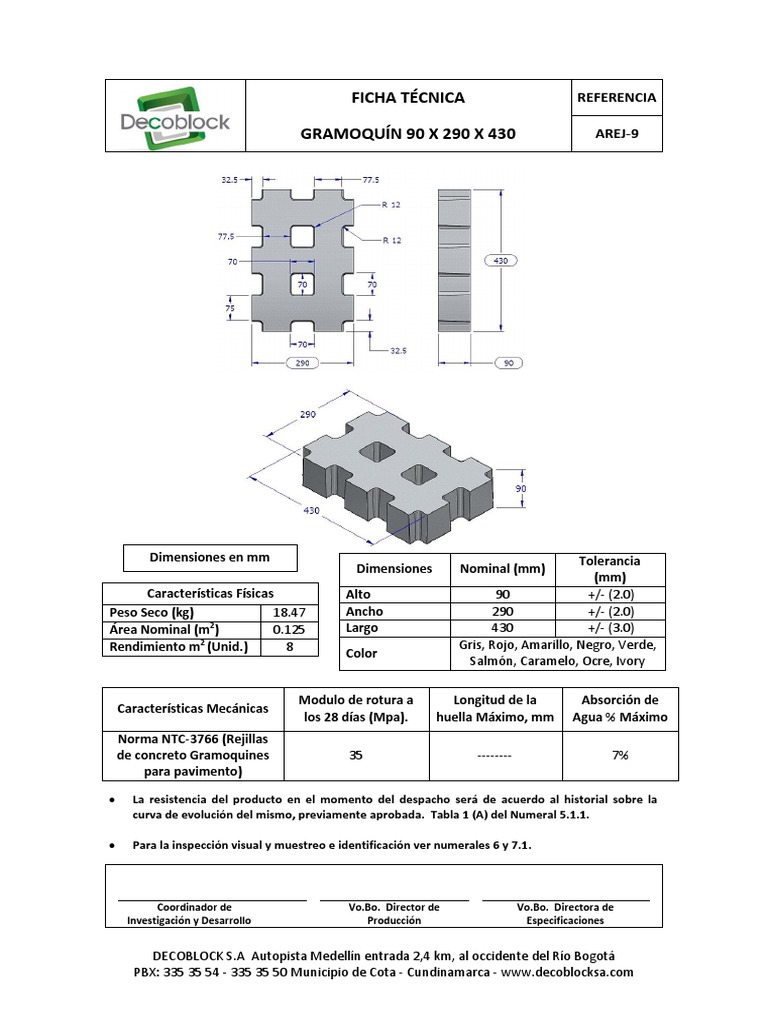 Ficha Tecnica Gramoquin Arej 9 | PDF