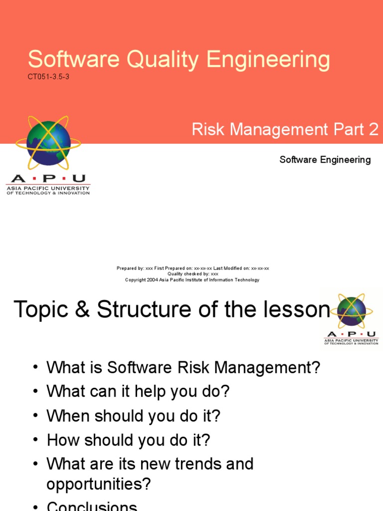 APU Lecture 10 - Risk Management Part 2 | PDF | Risk | Risk Management