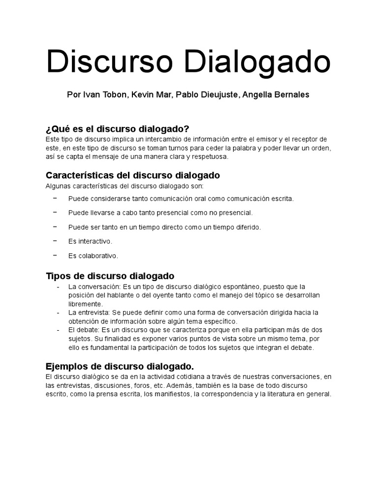 Discurso Dialogado | PDF