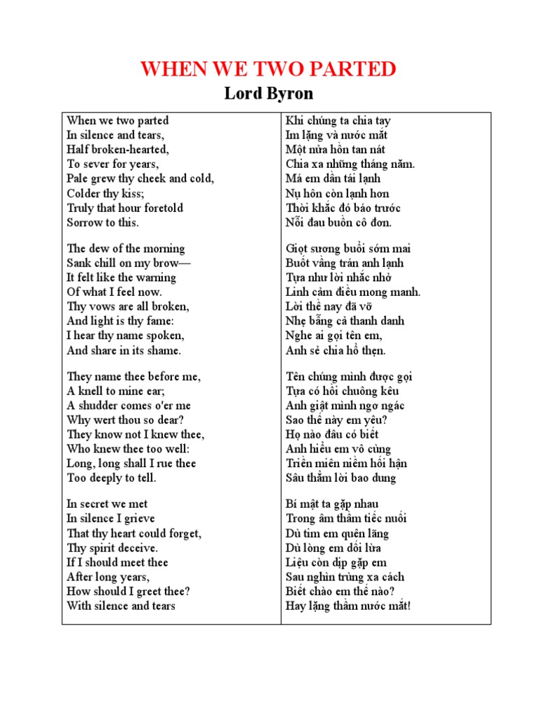 When We Two Parted: Lord Byron | PDF