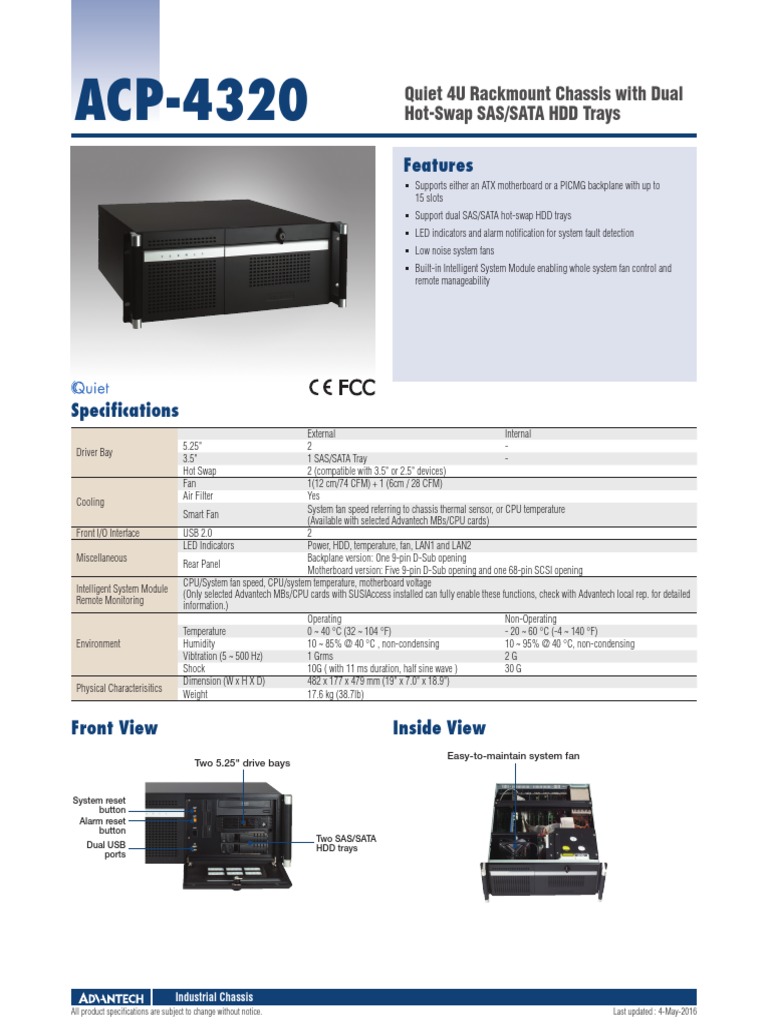 Advantech ACP-4320 4U Rackmount Chassis | PDF | Manufactured Goods ...