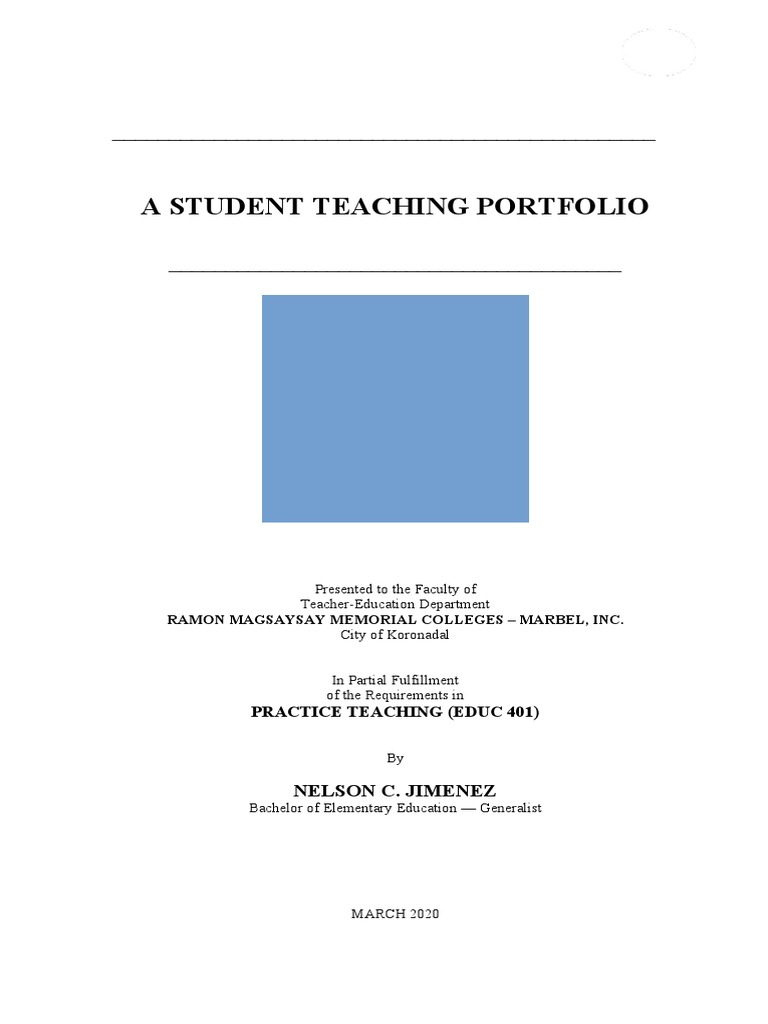 Student Teaching Portfolio Overview | PDF | Teachers | Behavior ...