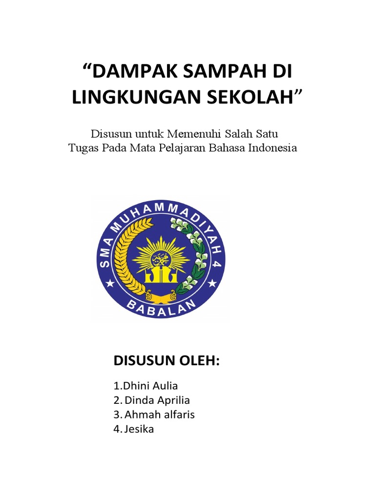 Dampak Sampah Di Lingkungan Sekolah - Docx Tugas Dhini | PDF