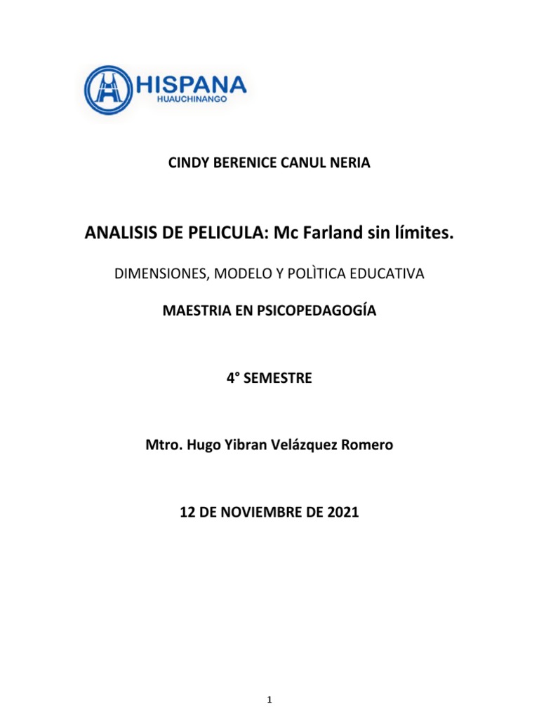 Análisis MC Farland | PDF | Maestros | Enseñando