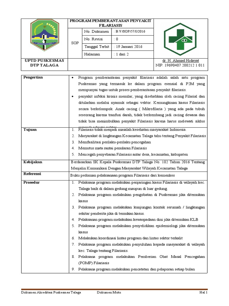 Sop Filariasis Ok | PDF
