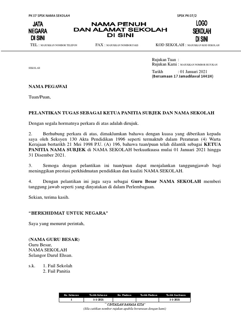 Surat Perlantikan KP 2021 | PDF