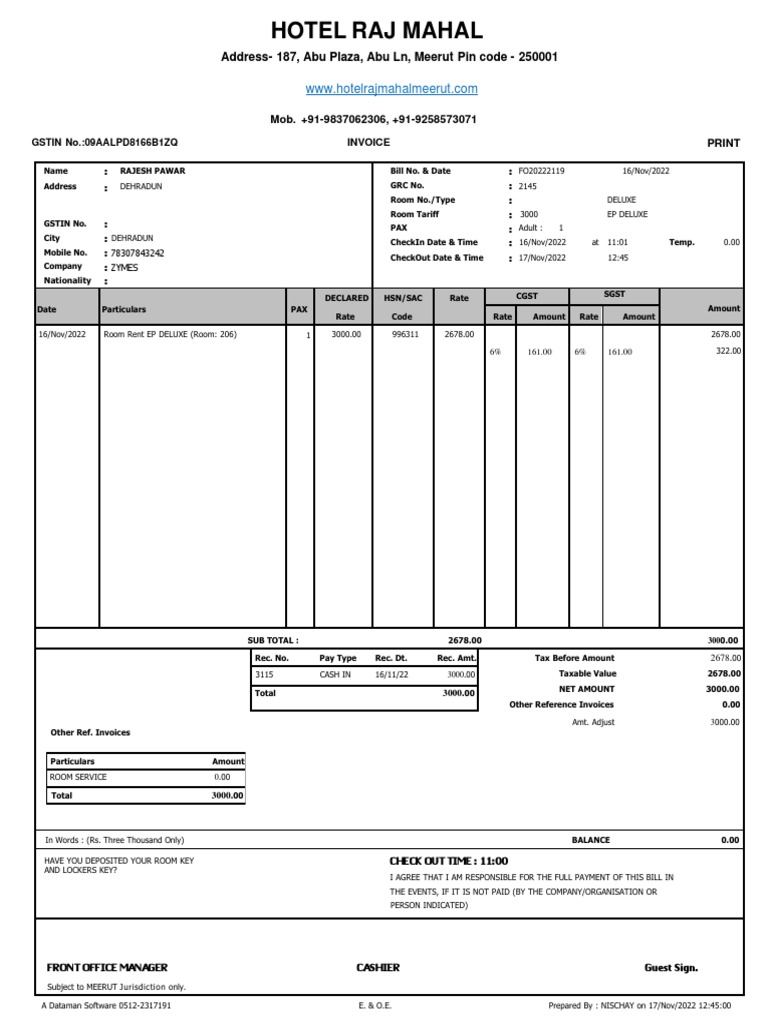 Hotel Raj Bill | PDF | Payments | Government