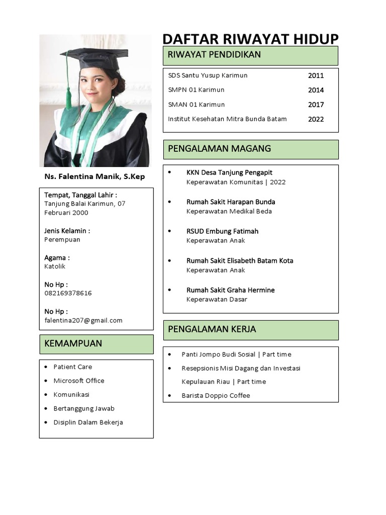 CV Falentina Manik | PDF | Kesehatan Holistik