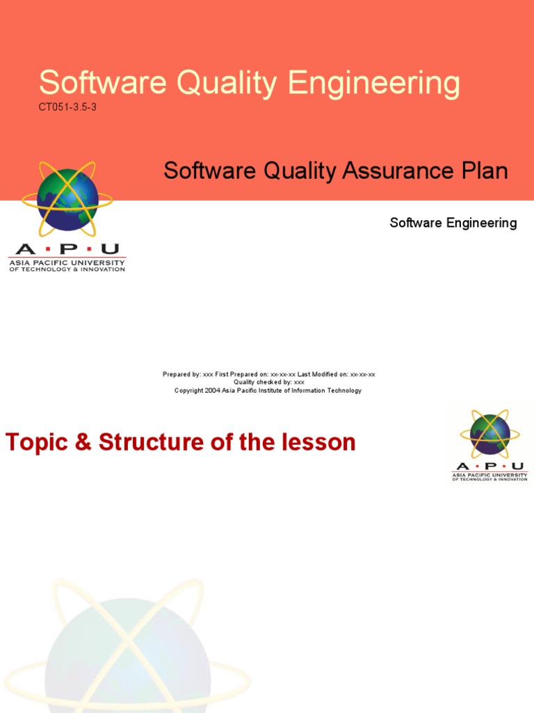 APU Lecture 3 - SQAP | PDF | Software Testing | Software Quality