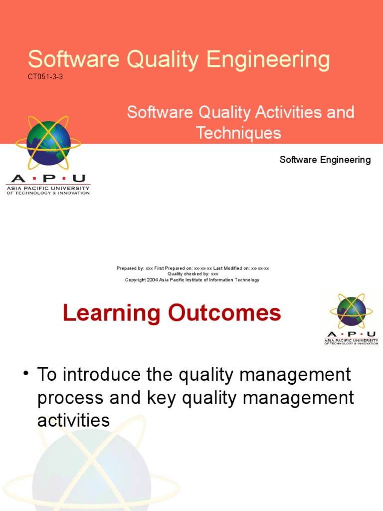 APU Lecture 5 - Software Quality Activities and Techniques Part 1 | PDF