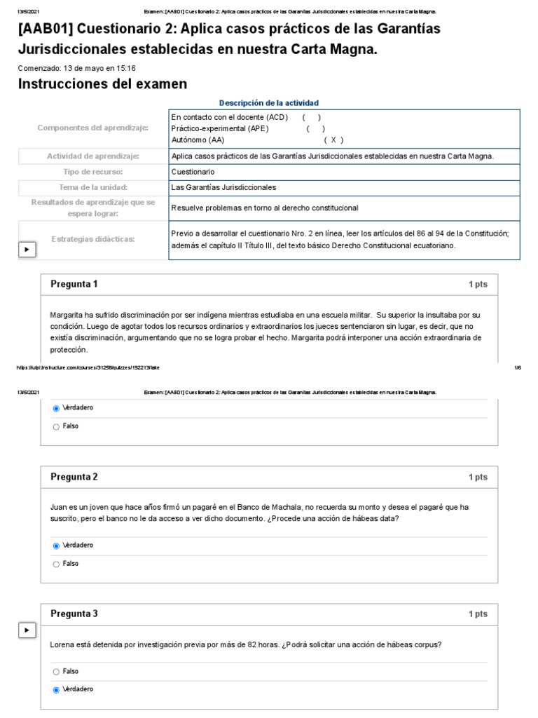 Examen - (AAB01) Cuestionario 2 - Aplica Casos Prácticos de Las ...