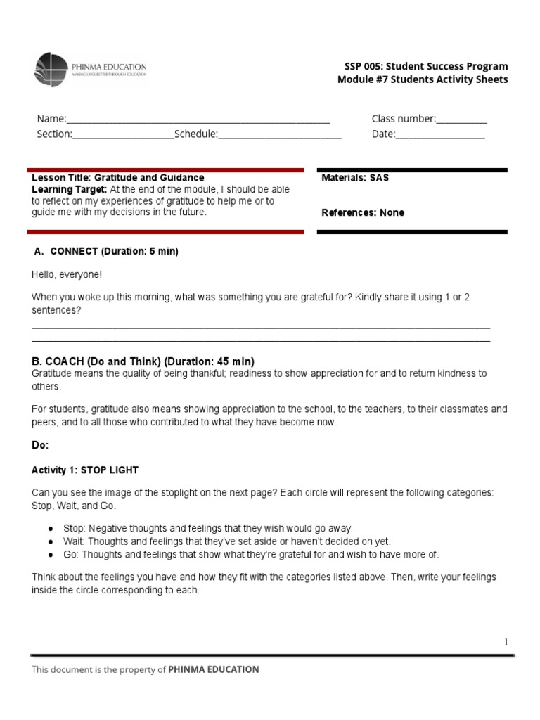 SSP Module 7 | PDF | Gratitude | Cognition