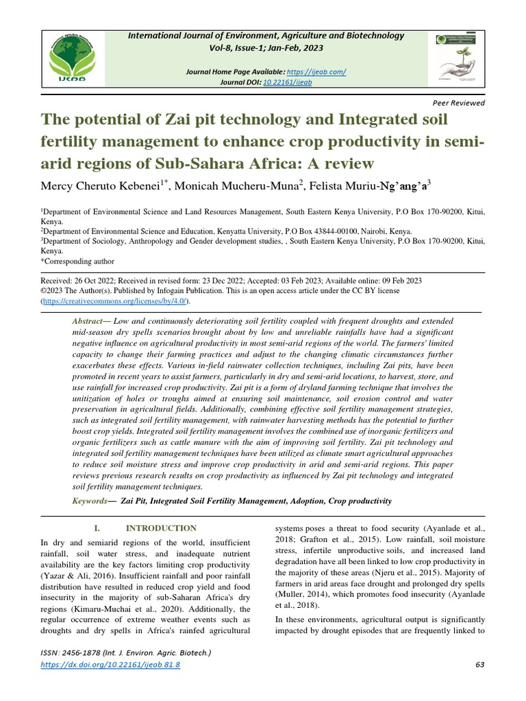 The Potential of Zai Pit Technology and Integrated Soil Fertility ...
