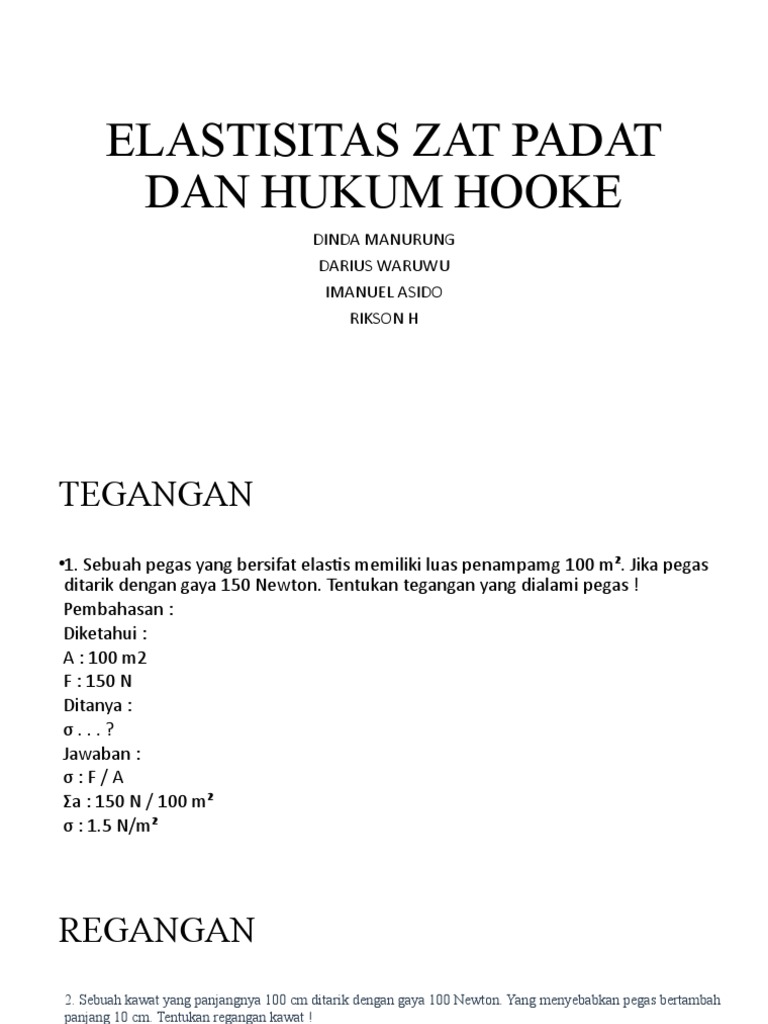 Elastisitas Zat Padat Dan Hukum Hooke | PDF