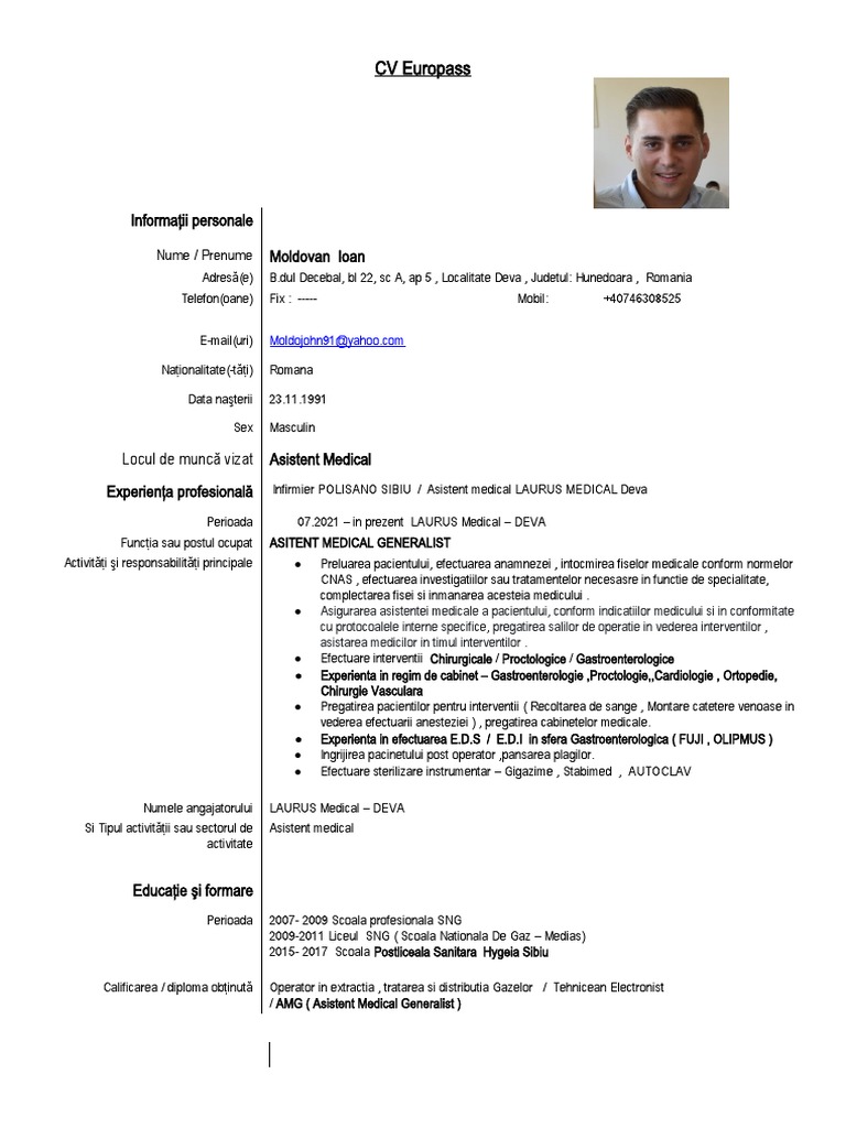 CV Europas - Ioan Moldovan 19.11.22 | PDF