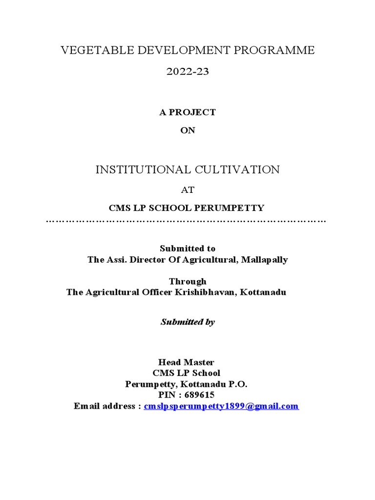 Model Project Based Cultivation | PDF | Vegetables | Agriculture