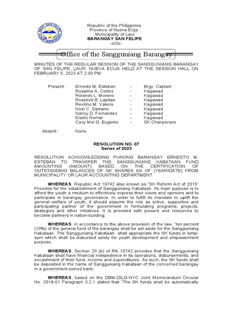 SK Fund Transfer Resolution 2023 | PDF | Government