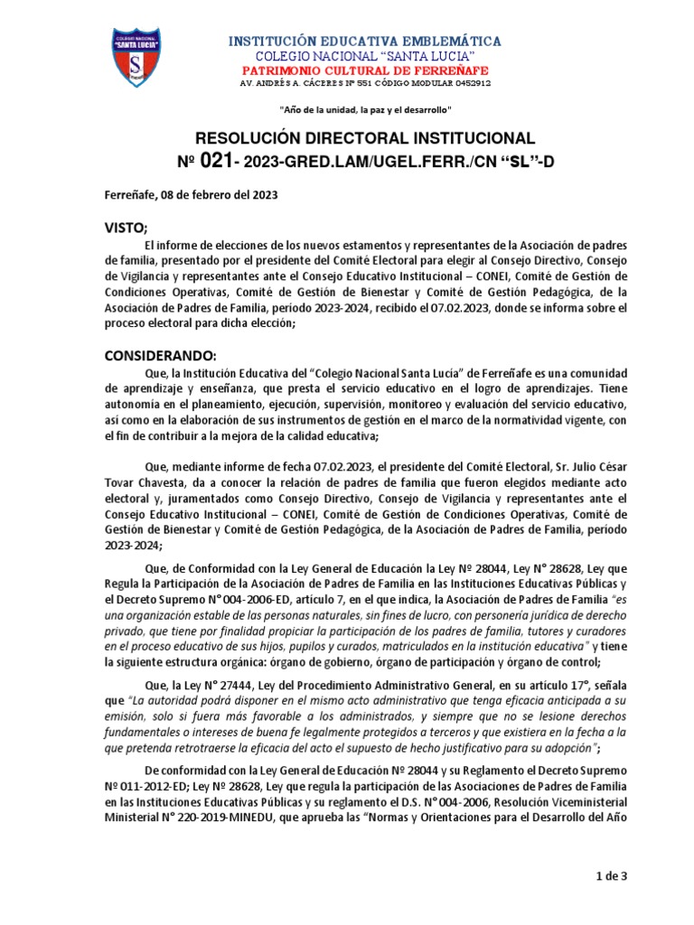 Rdi 021 - Reconocimiento Apafa 2023-2024 | PDF