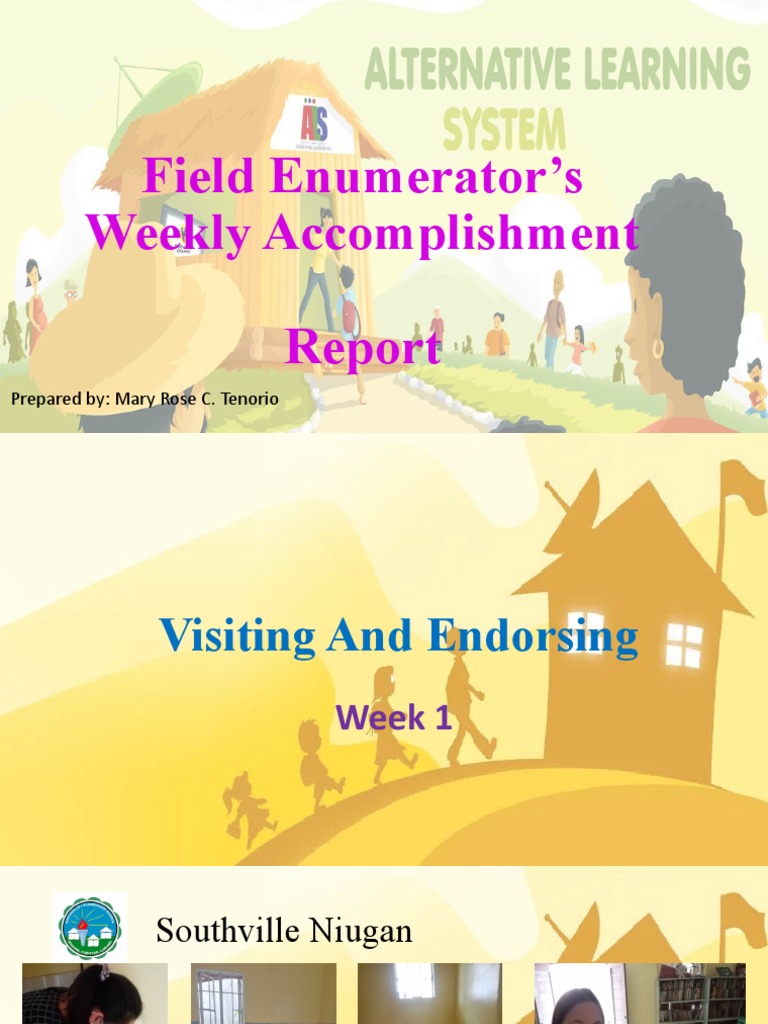 Field Enumerator's Weekly Report | PDF | Educational Technology | Learning