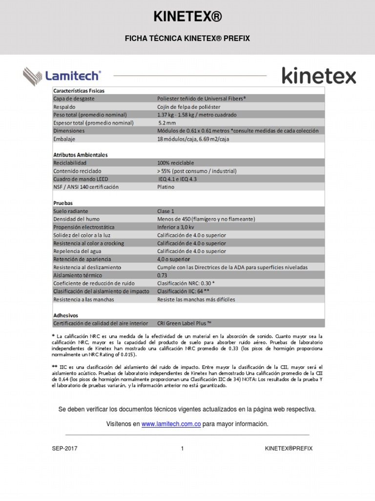 KINETEX Ficha Tecnica 2018 | PDF | Hogar, jardinería y bricolaje ...