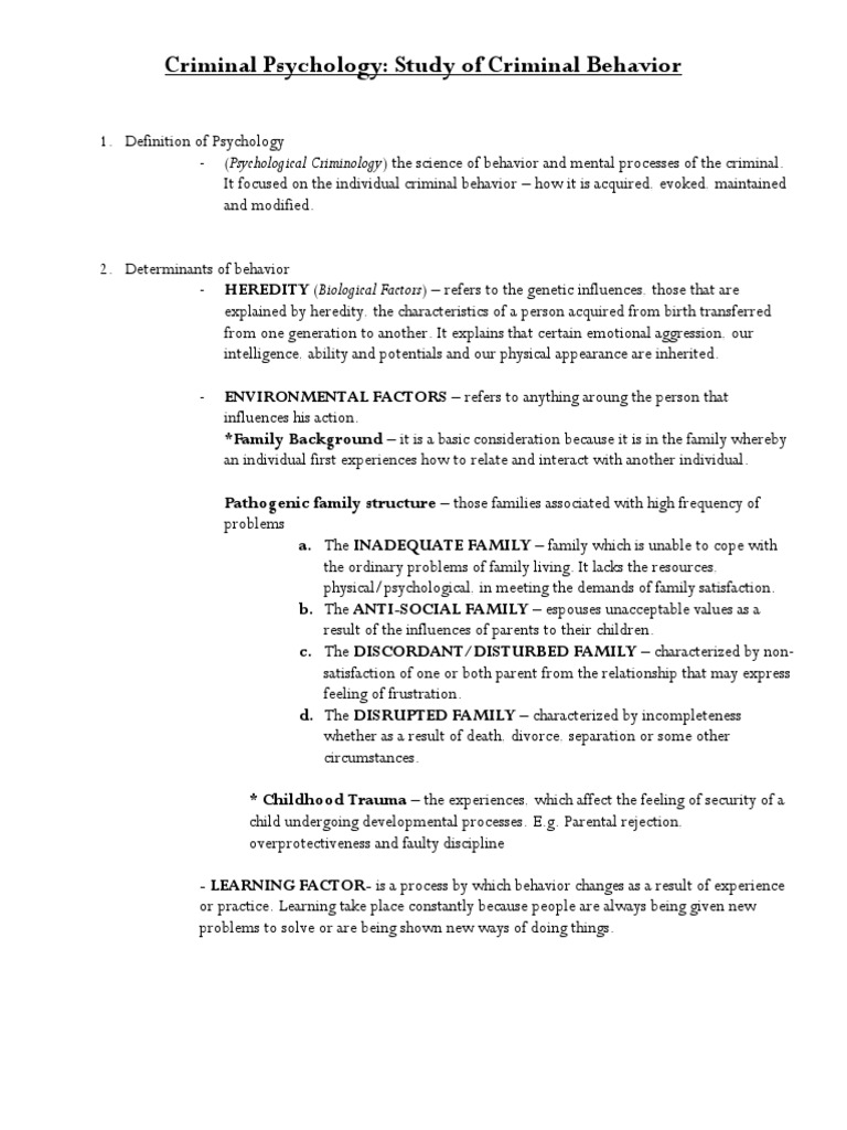 Criminal Psychology | PDF | Id | Psychopathy
