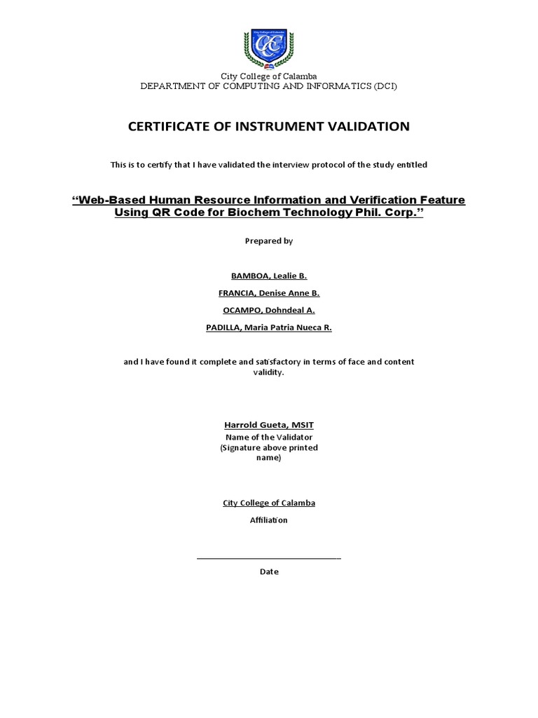 Instrument Validation Pdf Information Science Computing