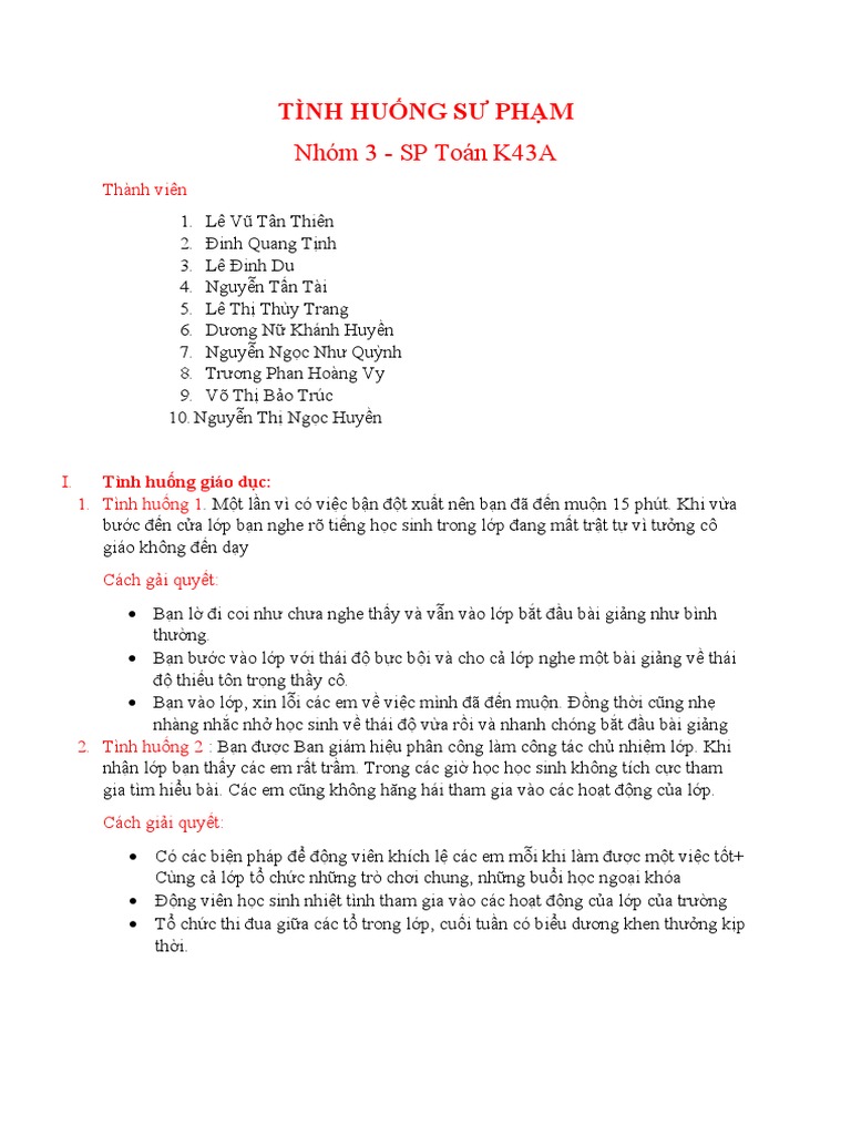 Tình huống sư phạm nhóm3 | PDF