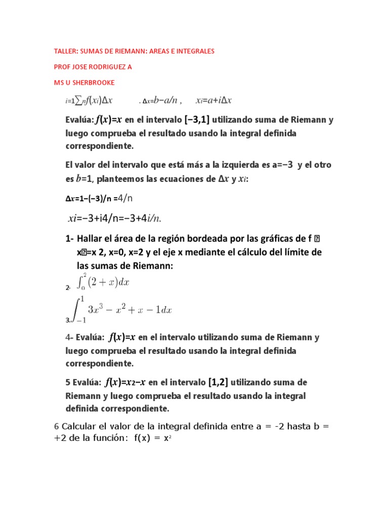 Sumas de Riemann | PDF