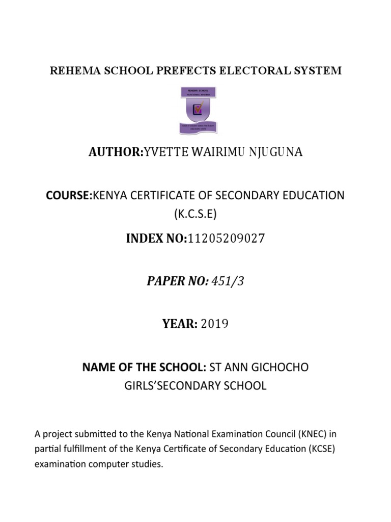 Rehema School Prefects Election System | PDF | Databases | Computer ...