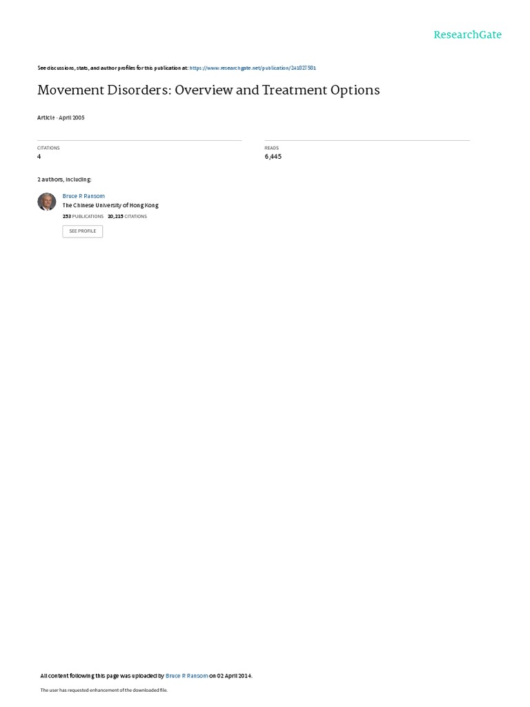 Movement Disorders Overview and Treatment Options | PDF | Antipsychotic ...