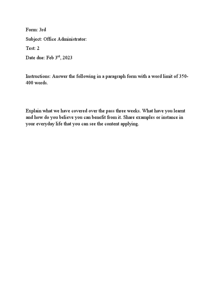 3rd Form 2nd Sem Test 2 PDF
