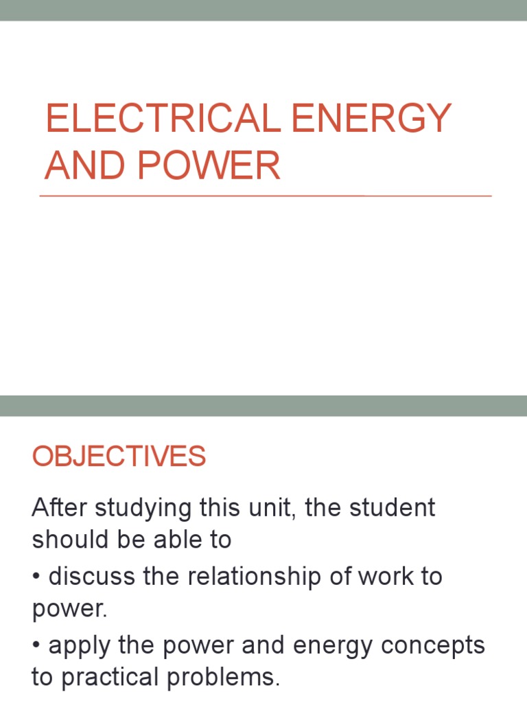 Electrical Energy | PDF | Power (Physics) | Watt